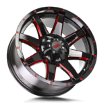 The M08 Wheel by Off Road Monster in Gloss Black Candy Red Milled ...