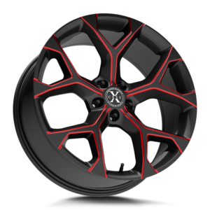 The 5 Flake Wheel by Xcess in Gloss Black Candy Red Milled – Strada Wheels