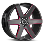 The Coda Wheel by Strada in Gloss Black Candy Red Milled – Strada Wheels
