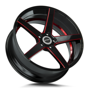 The Perfetto Wheel by Strada in Gloss Black Candy Red Milled – Strada ...